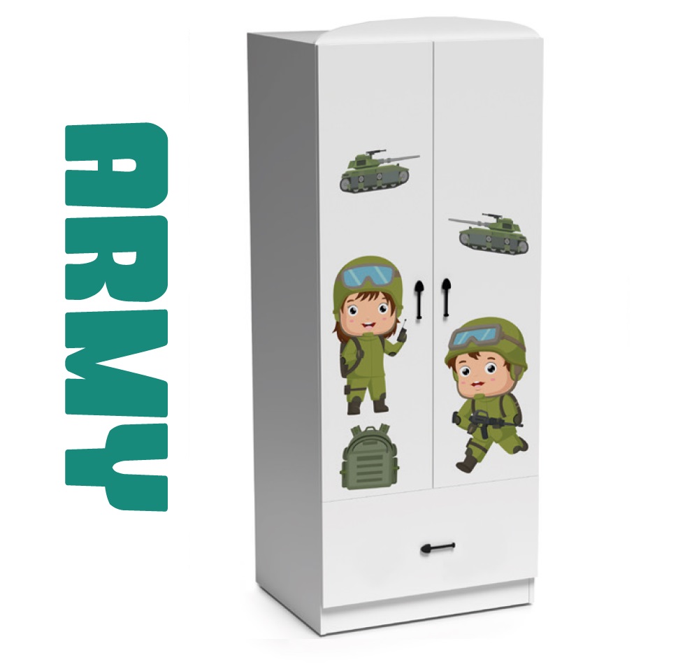 Dulap ARMY 2 usi - Camere Copii Premium MDF High Gloss -Tema Soldati Armata