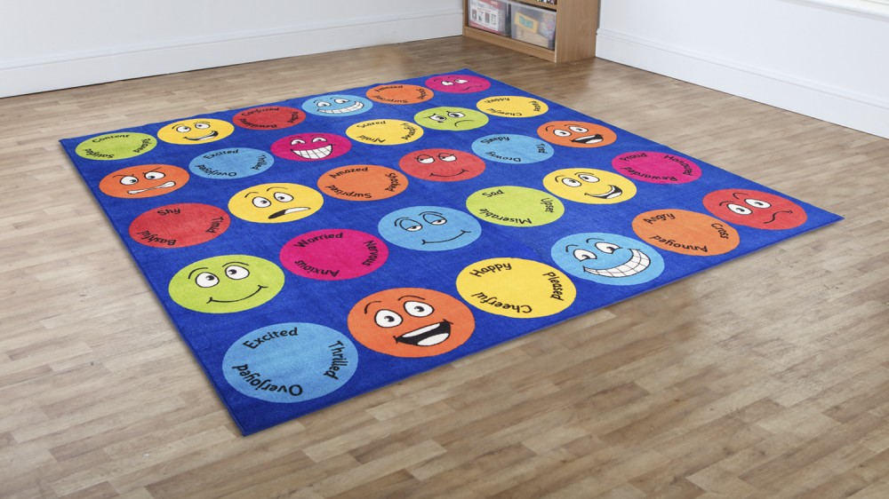 Covor mare 3x3 m pentru Copii cu Emoticoane exprimand emotii, Covor ...