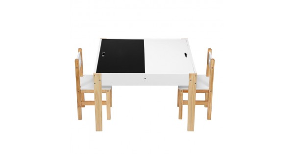 Masuta Activitati 4 in 1 cu 2 scaunele cu spatar -Masa copii cu Tabla ...