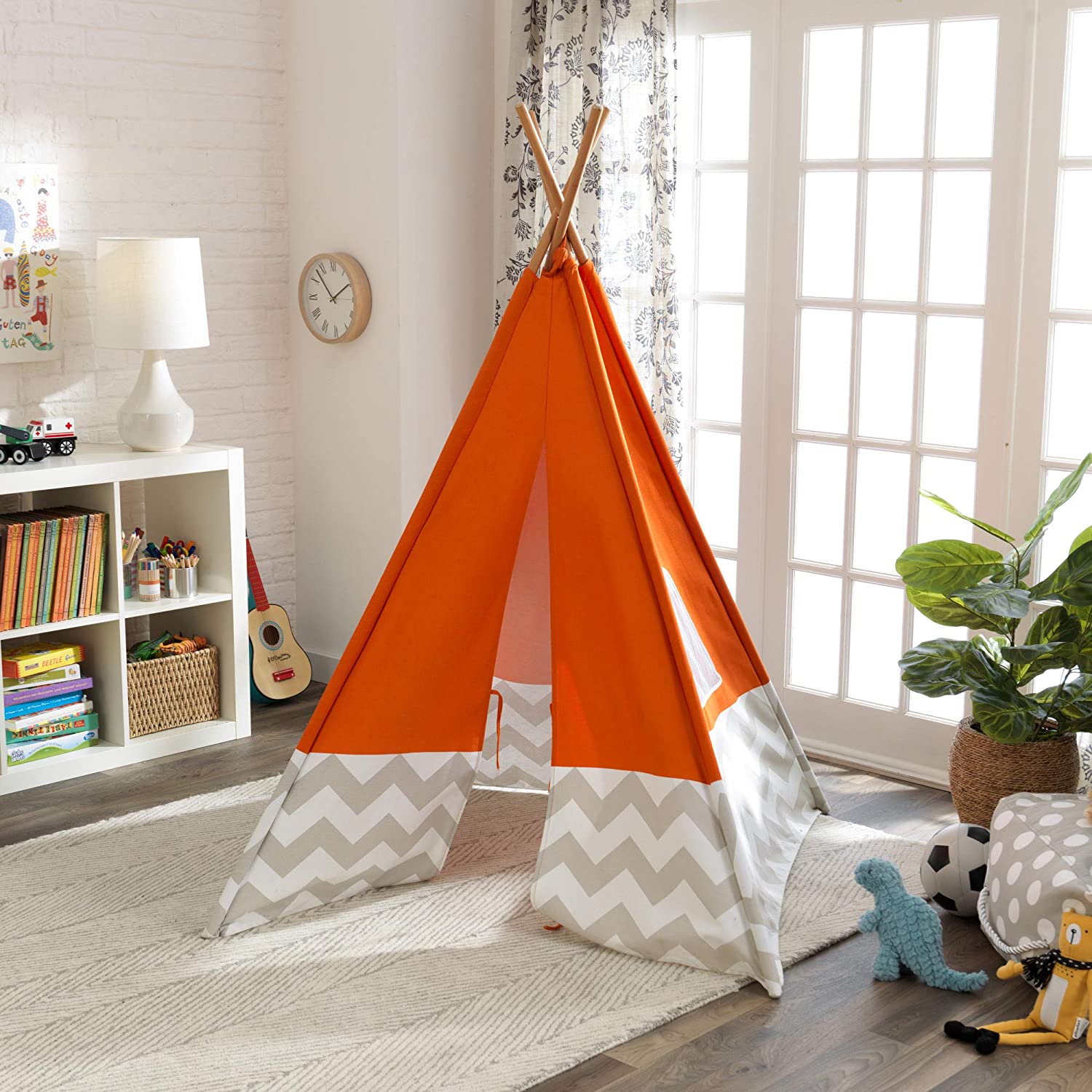 Cort mare copii Kidkraft Portocaliu stil indian - DELUXE PLAY TEEPEE ...
